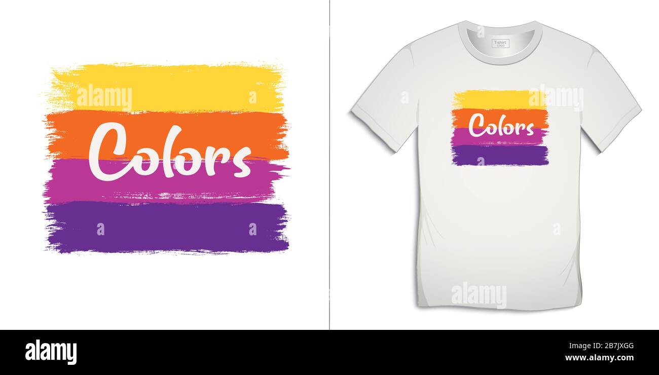 Print on t-shirt graphics design, paint colors, isolated on white ...