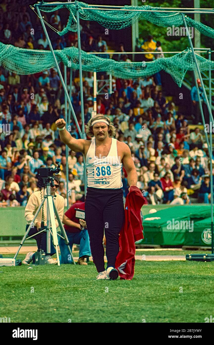 Al Feuerbach (USA) gold medal winner competing in the shot put at the ...