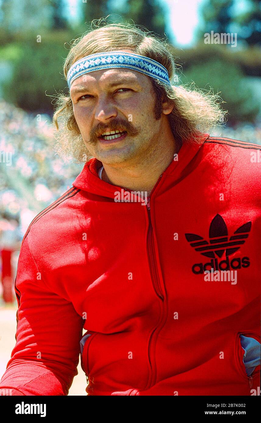 Al Feuerbach (USA) gold medal winner competing in the shot put at the ...