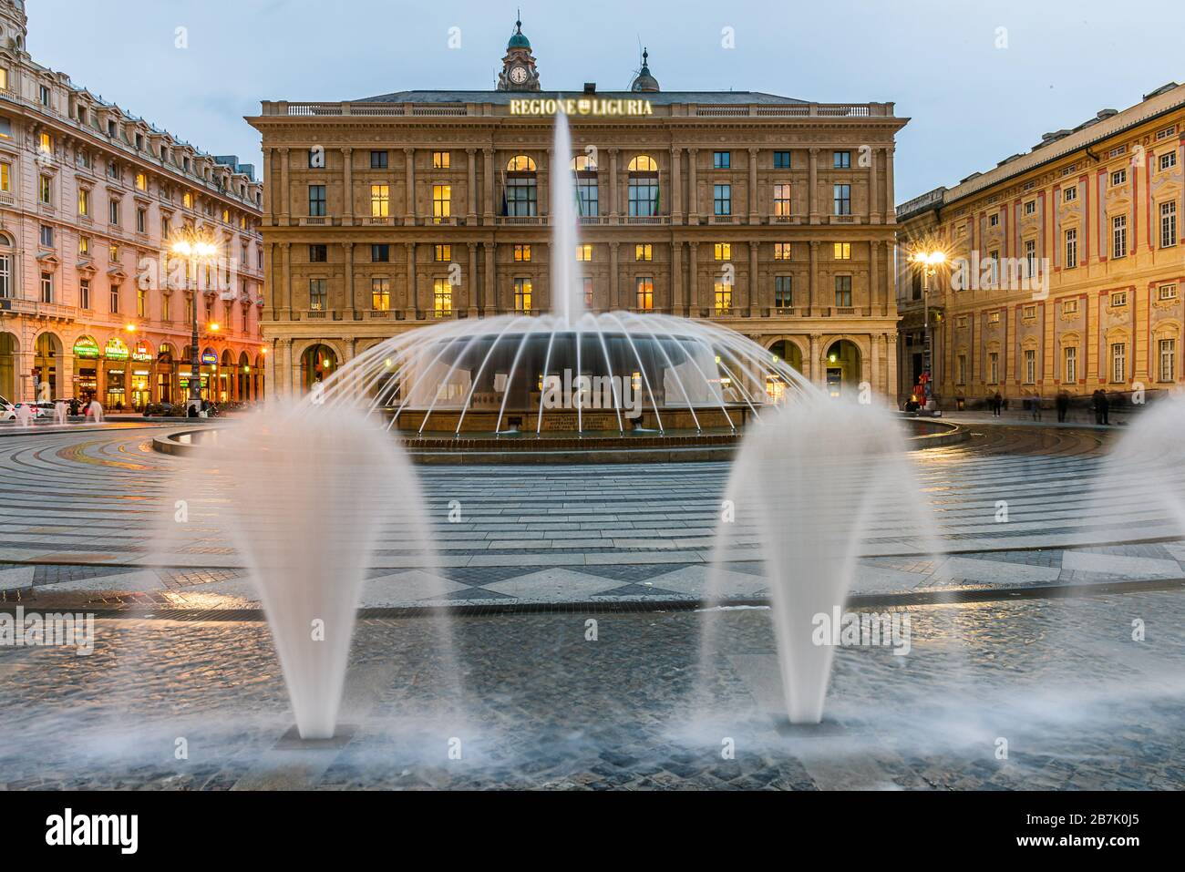 GENOA, ITALY - 27 JANUARY, 2020: Piazza De Ferrari, the main square in ...