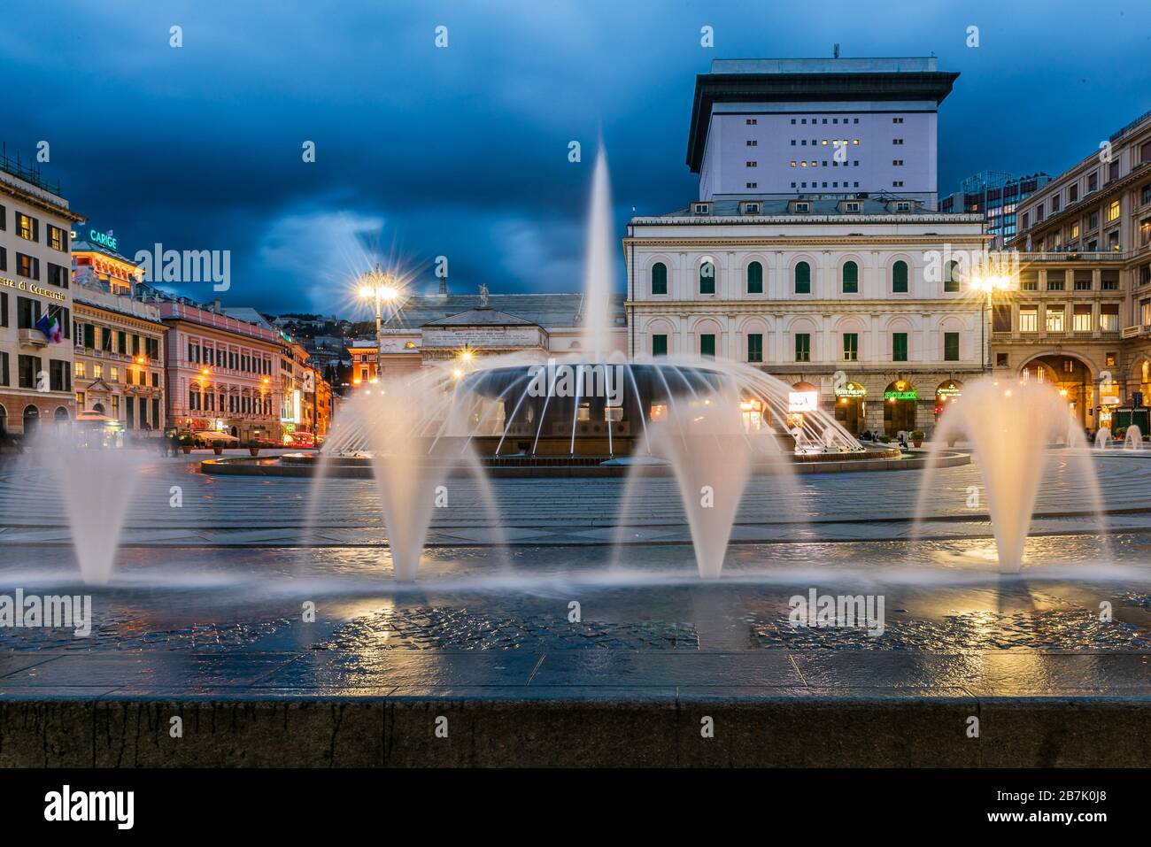 GENOA, ITALY - 27 JANUARY, 2020: Piazza De Ferrari, the main square in ...
