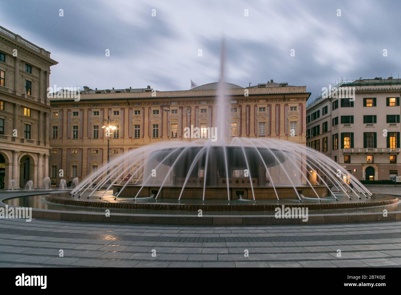 GENOA, ITALY - 27 JANUARY, 2020: Piazza De Ferrari, the main square in ...