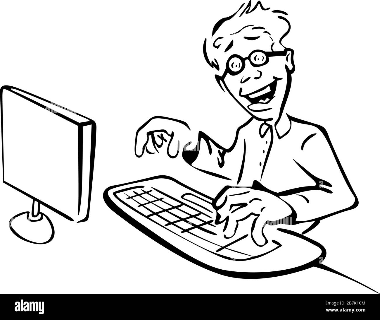 Cartoon computer man Black and White Stock Photos & Images - Alamy