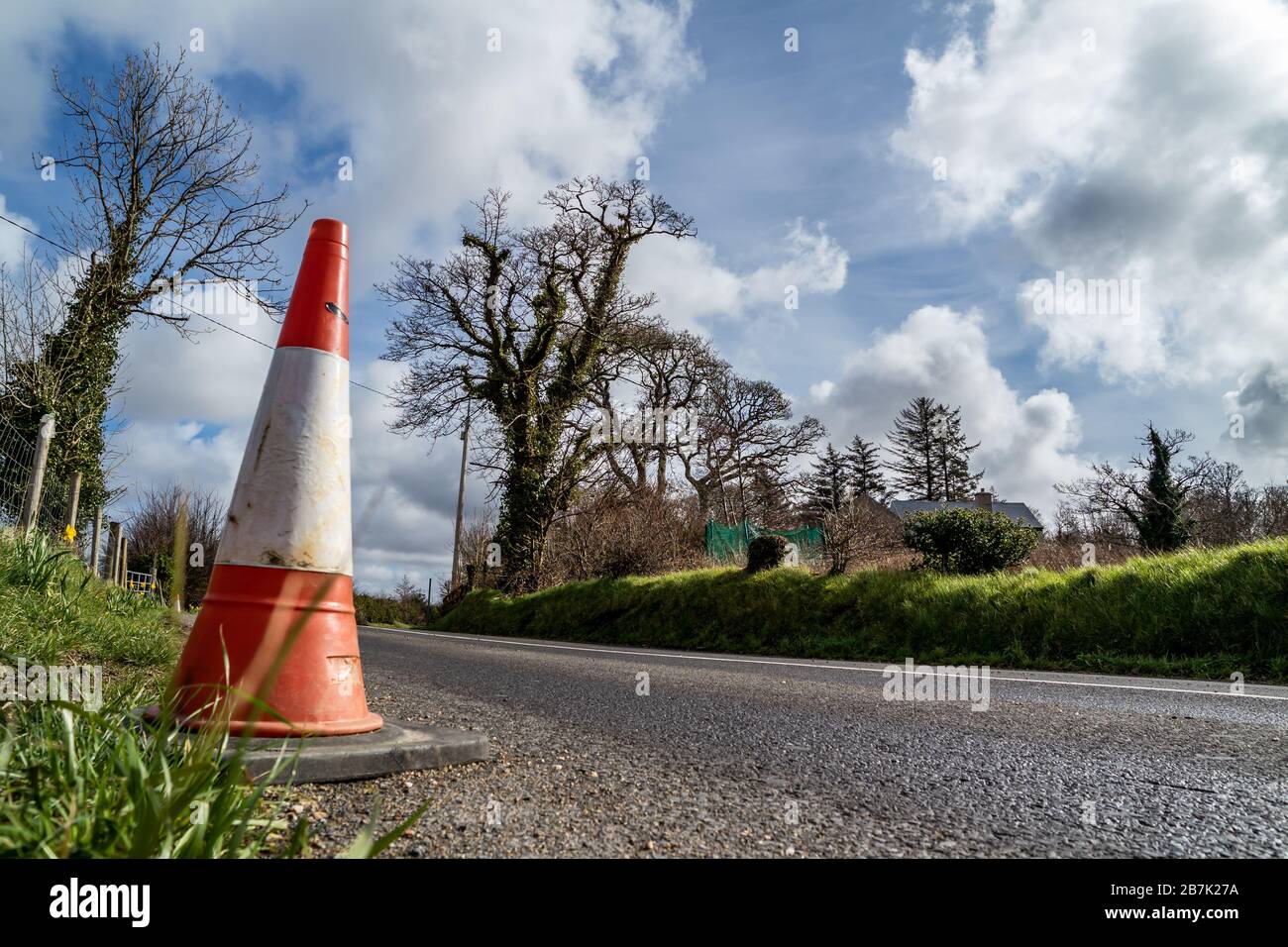 Cones next to Ardara distillery during the coronavirus outbreak Stock ...