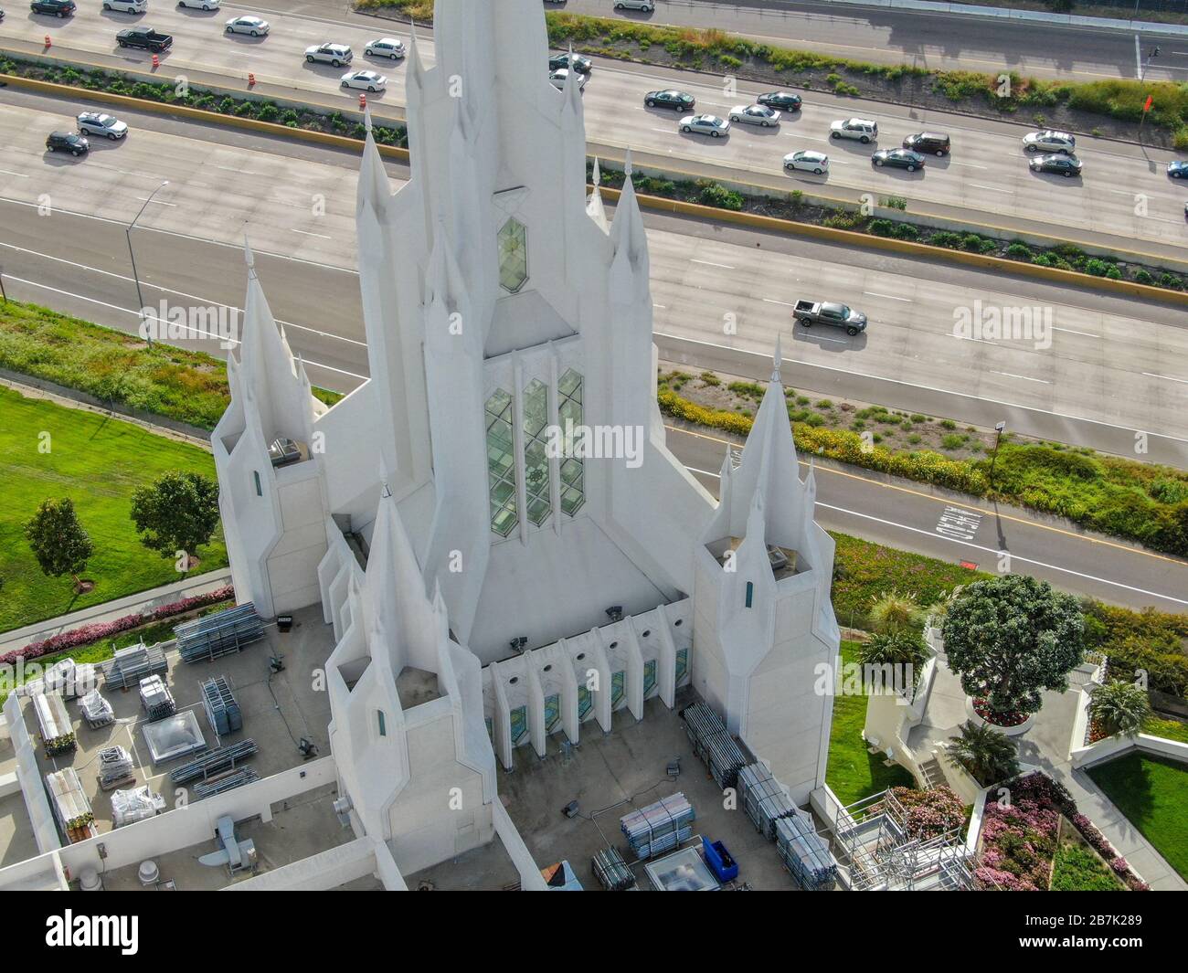 Aerial view of The San Diego California Temple, the 47th constructed ...