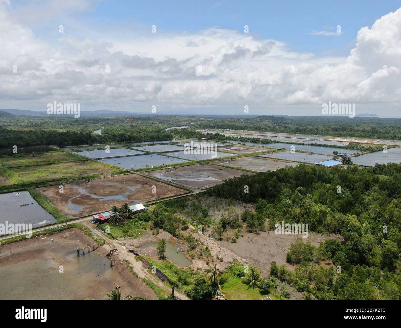 Kuching, Sarawak / Malaysia - March 15, 2020: Aerial view of a fishery ...