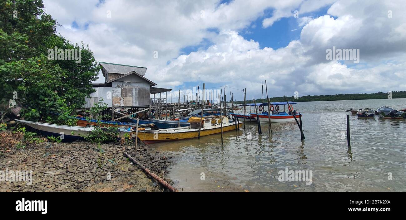 Telaga Air, Sarawak / Malaysia - March 15, 2020: The Beautiful Fishing ...