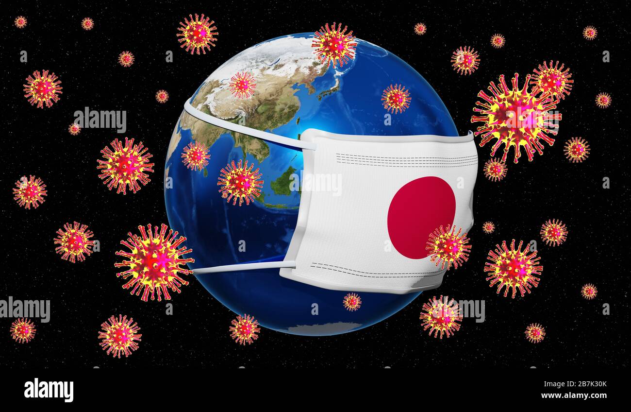 Global pandedmic coronavirus/ flu outbreak - Japan - 3D illustration ...