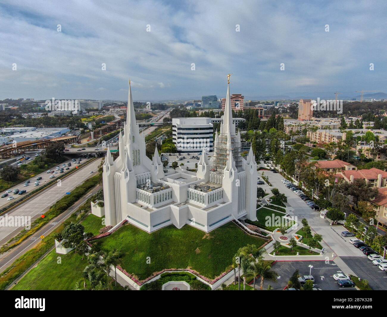 Aerial view of The San Diego California Temple, the 47th constructed ...