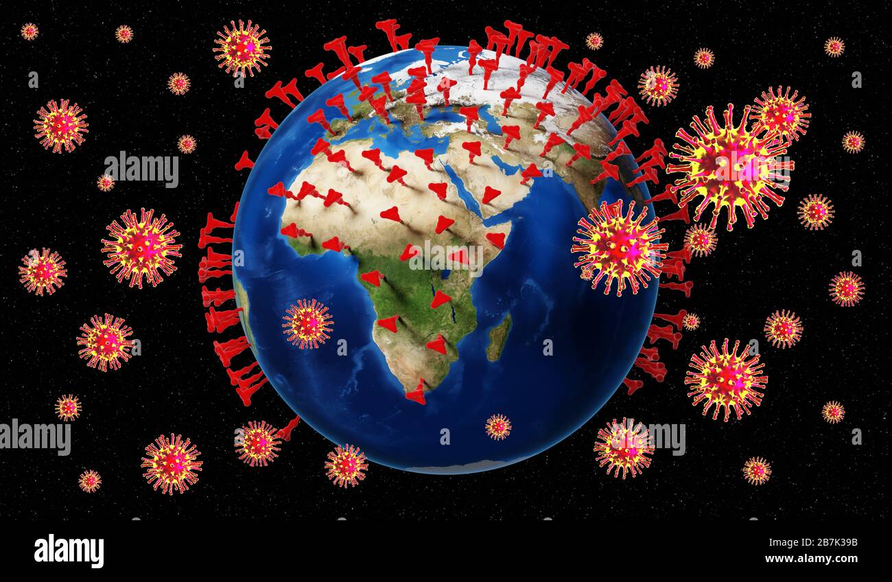Global coronavirus epidemic outbreak concept - 3D illustration Stock ...