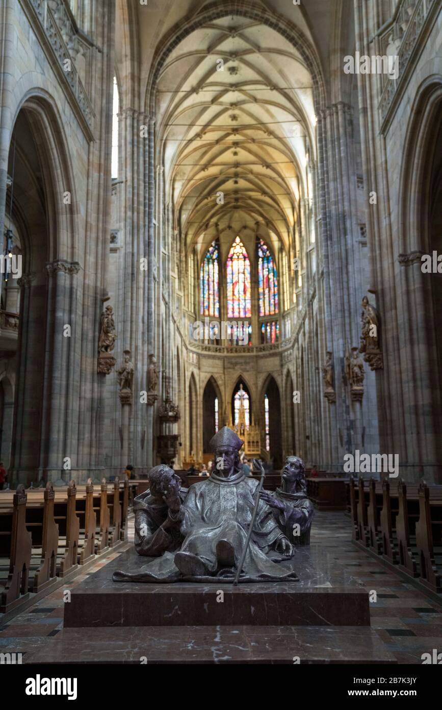 Czech Republic; Prague; architecture, Prague Castle church. Stained ...