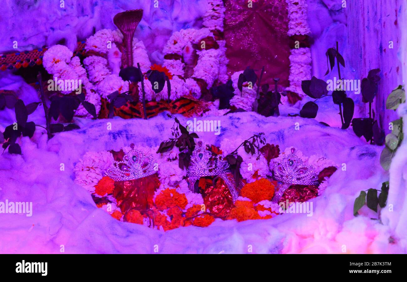 Beawar, India. 15th Mar, 2020. Decorated stone statue of Hindu God ...