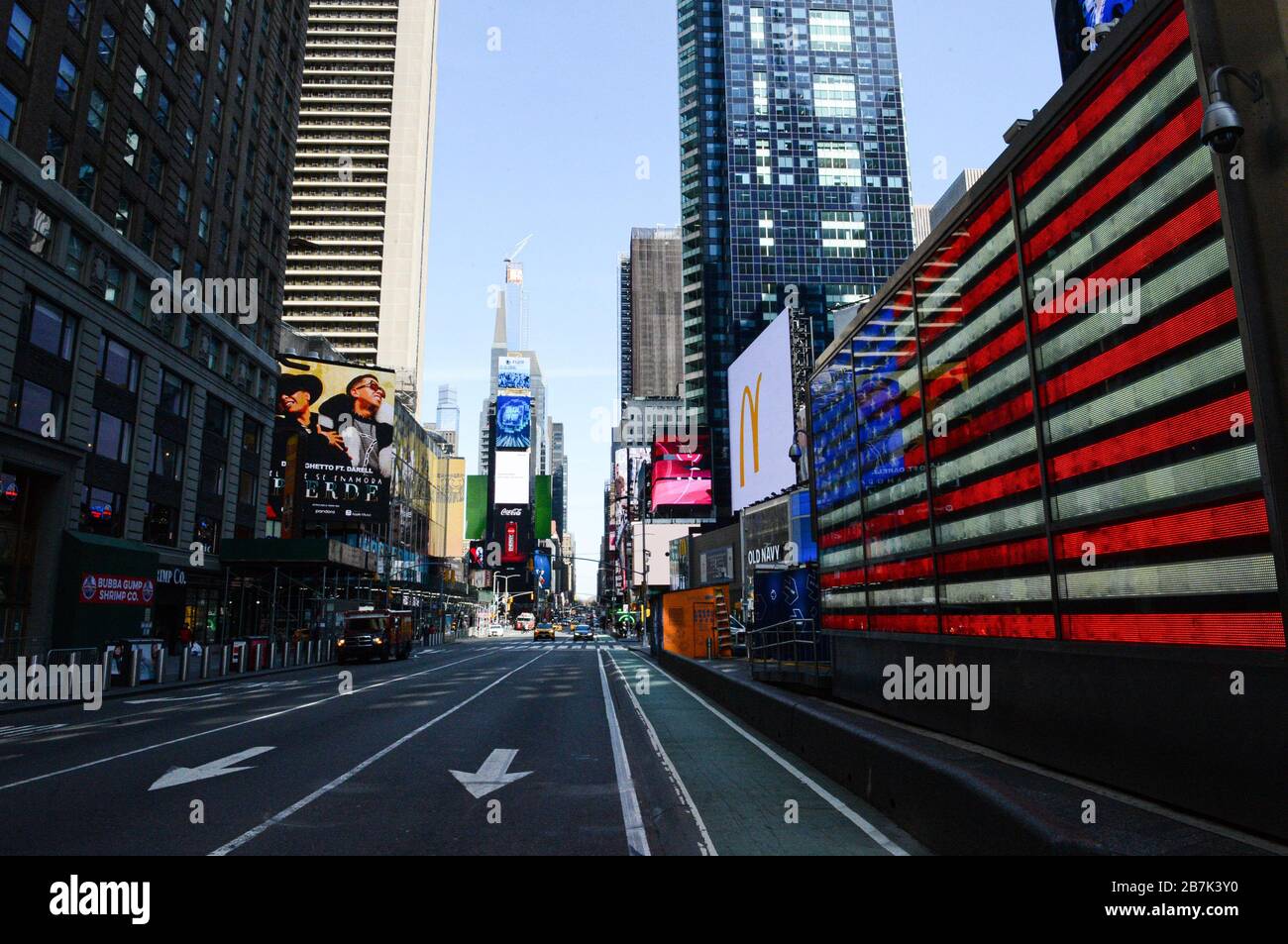 New York Manhattan, USA. 16th Mar, 2020. Empty Time Square . New York ...