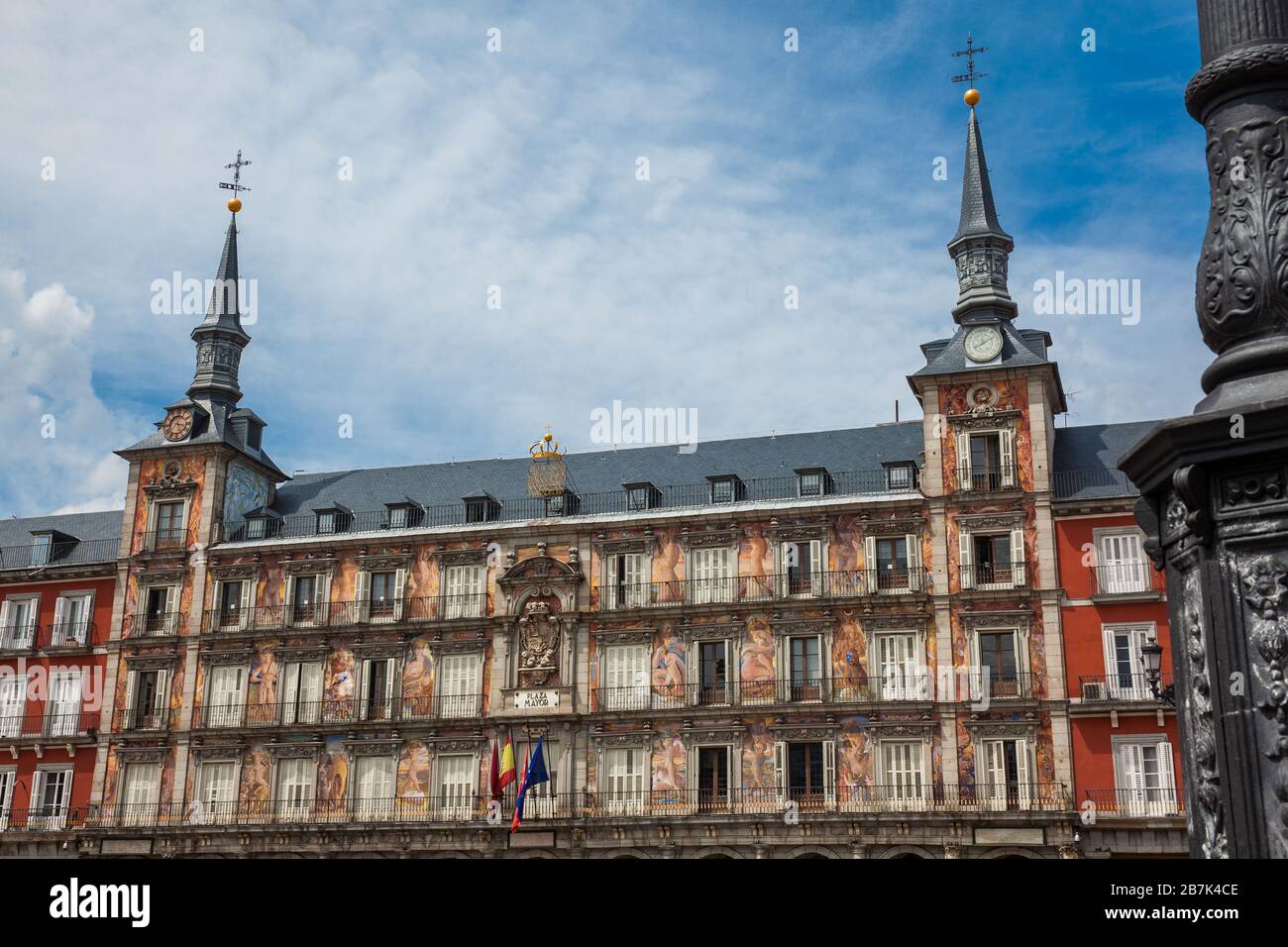 MADRID, SPAIN - MAY, 2018: Beautiful antique buildings around Plaza ...