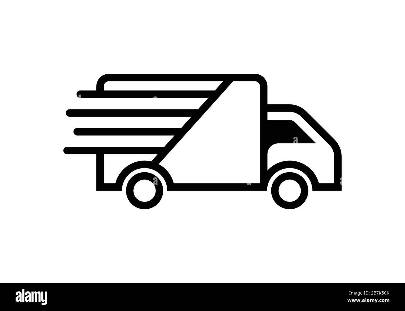 Fast moving shipping delivery truck vector icon for transportation apps ...