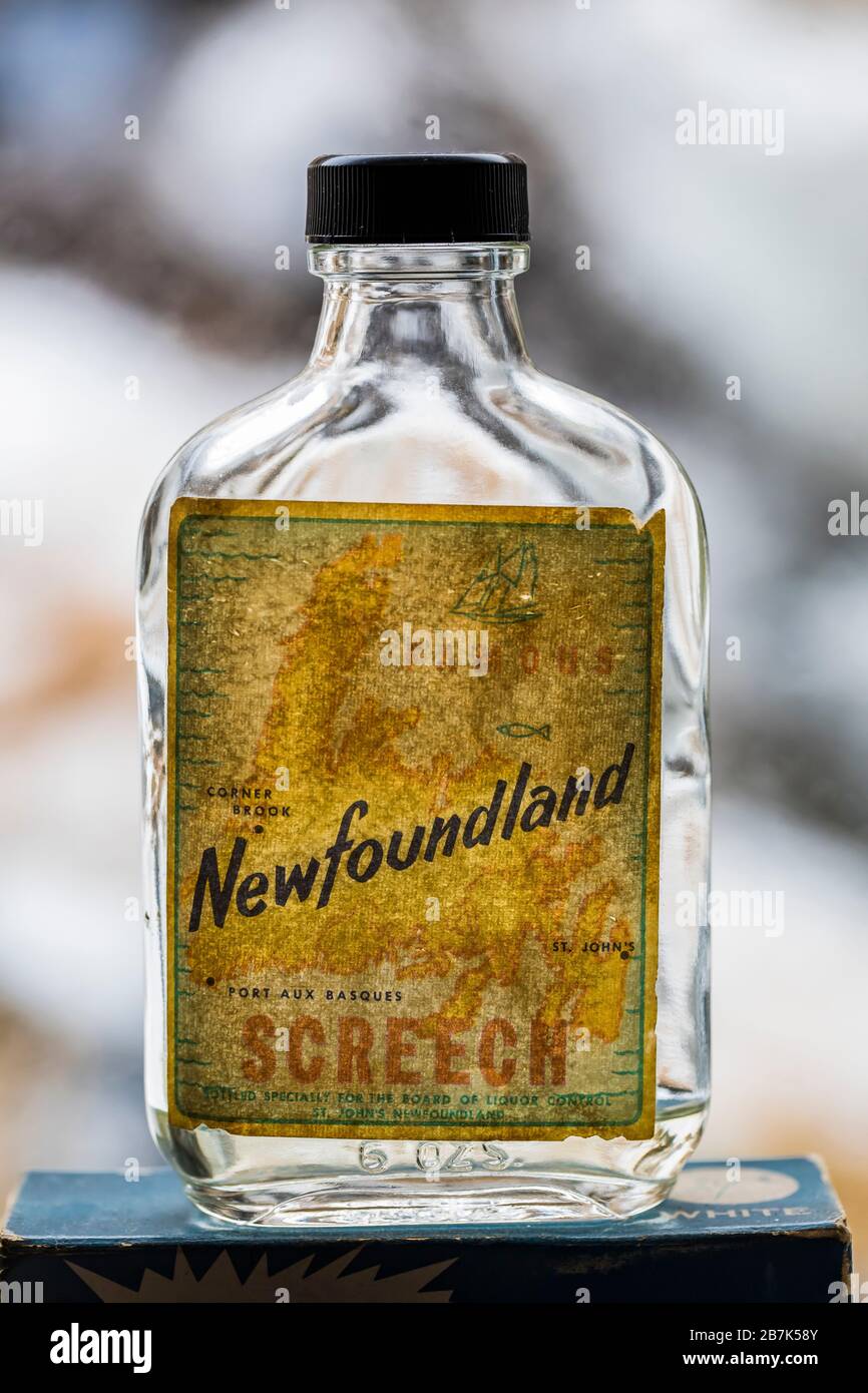 Empty bottle of Newfoundland Screech, a tradtional Jamaican run loved ...