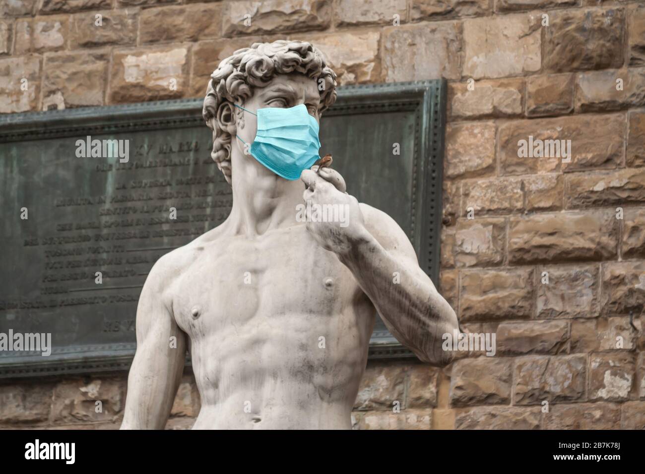 The Statue Of David in the Piazza della Signoria In Italy Wearing Blue ...