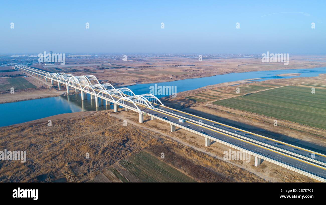 Landscape of Weihe River or Wei River in Xi'an city, northwest China's ...