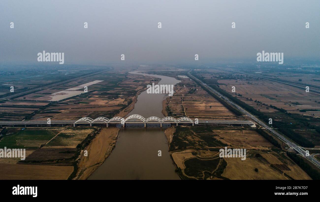 Landscape of Weihe River or Wei River in Xi'an city, northwest China's ...