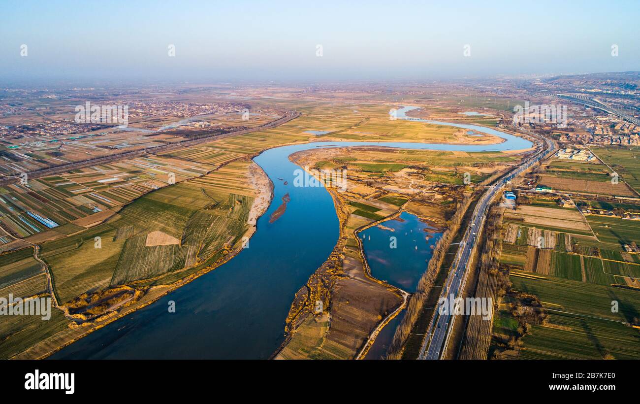 Landscape of Weihe River or Wei River in Xi'an city, northwest China's ...