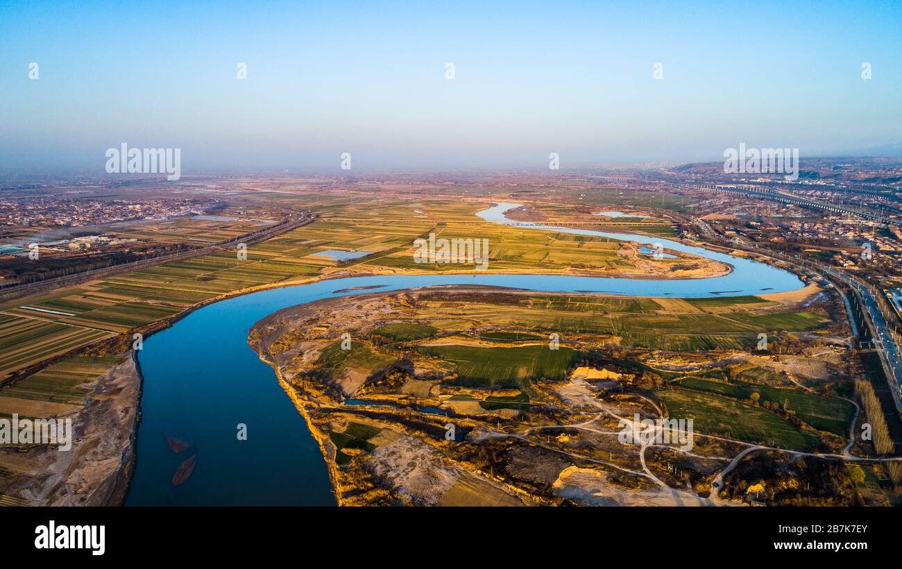 Landscape of Weihe River or Wei River in Xi'an city, northwest China's ...