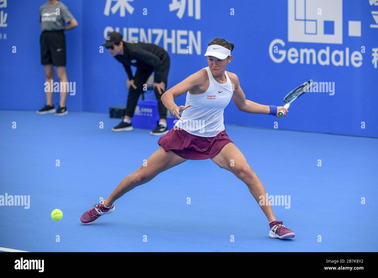 Chinese professional tennis player Wang Xiyu competes against Romanian ...