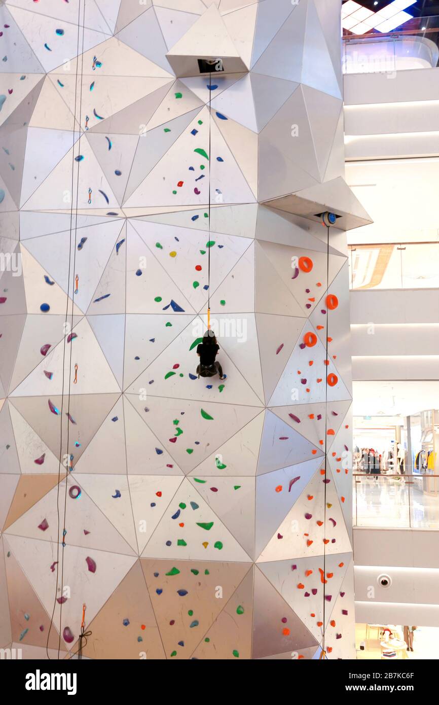 Climbers experience the worldwide highest indoor rock-climbing facility ...
