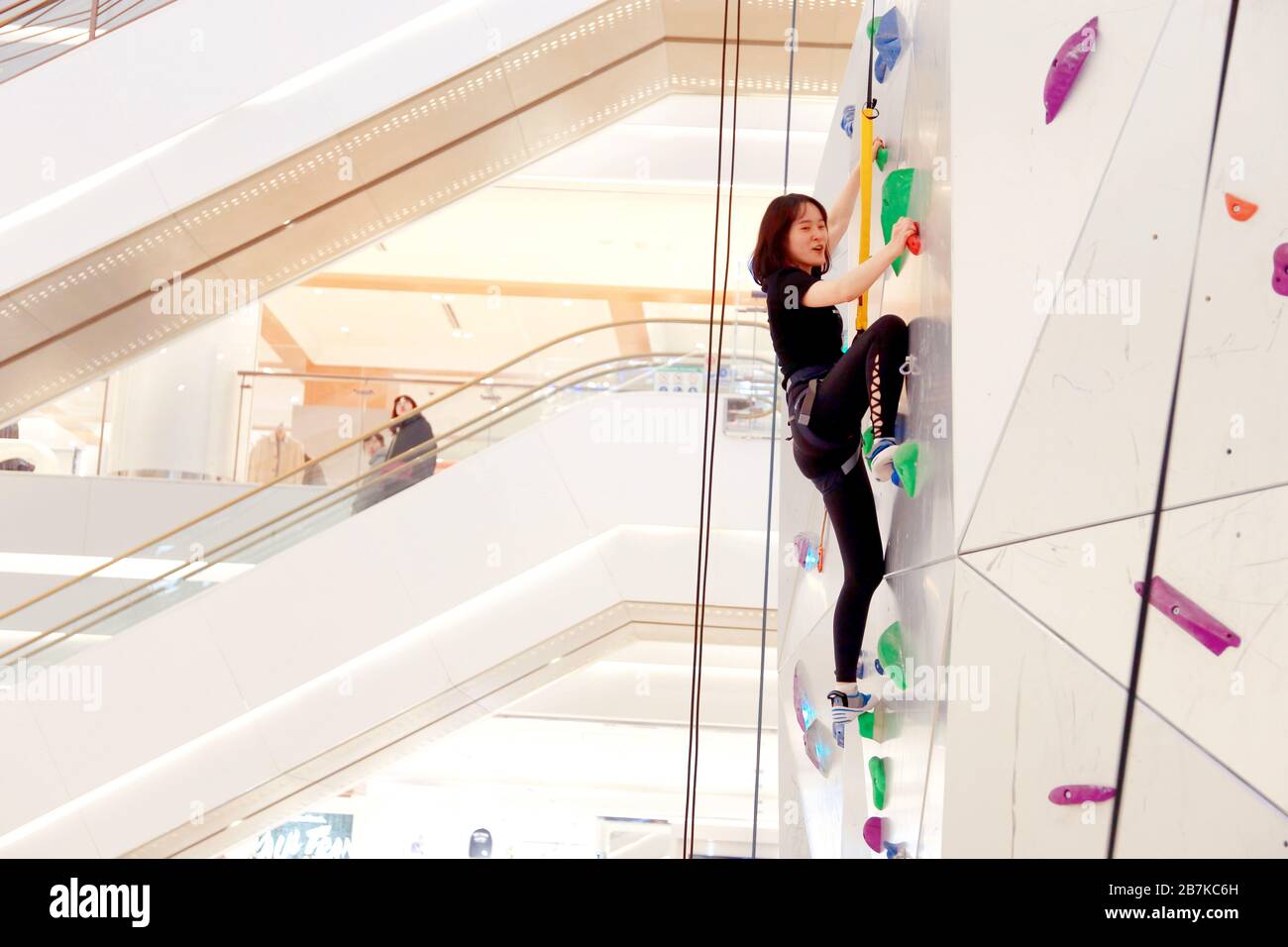 Climbers experience the worldwide highest indoor rock-climbing facility ...