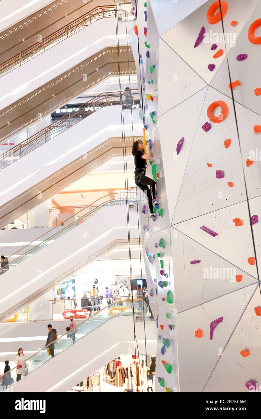 Climbers experience the worldwide highest indoor rock-climbing facility ...