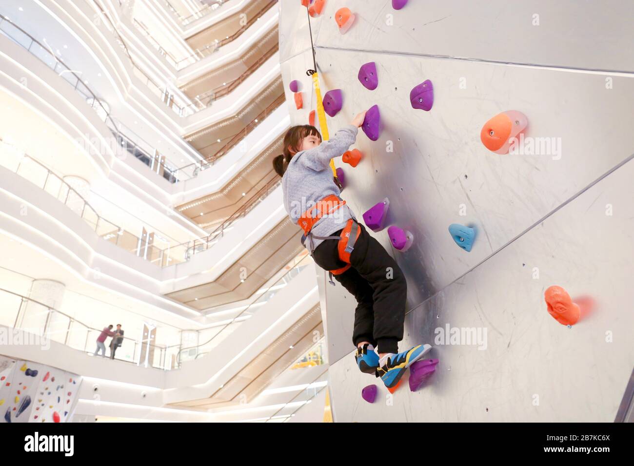 Climbers experience the worldwide highest indoor rock-climbing facility ...