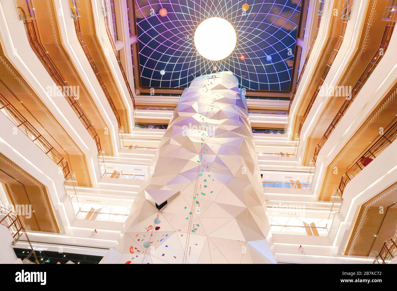The view of the worldwide highest indoor rock-climbing facility, which ...