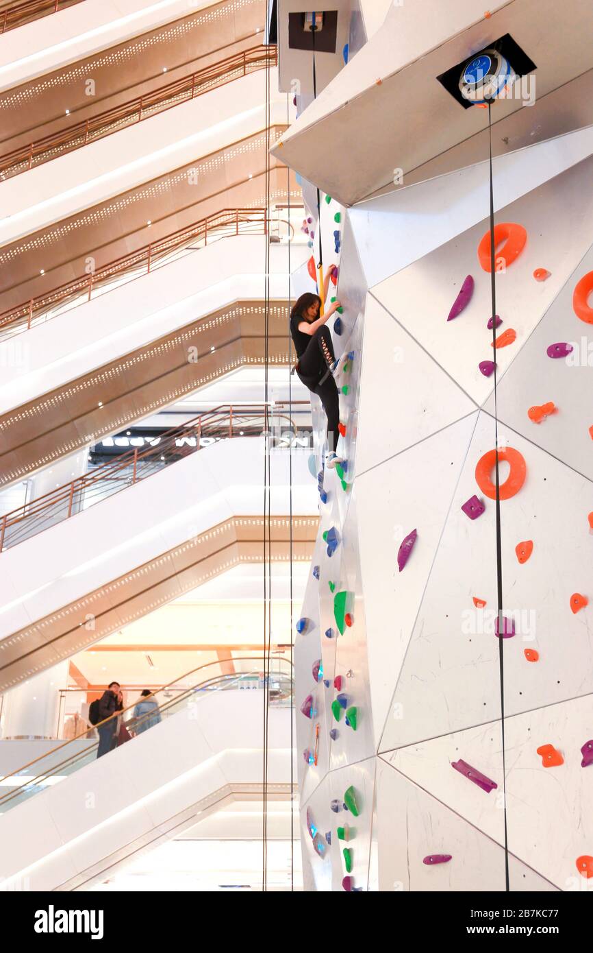 Climbers experience the worldwide highest indoor rock-climbing facility ...