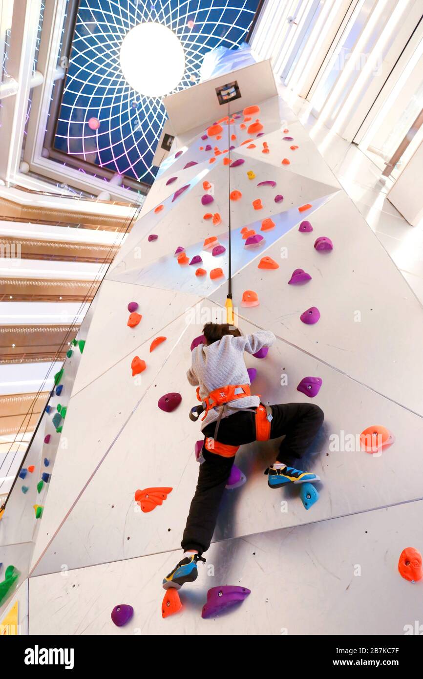 Climbers experience the worldwide highest indoor rock-climbing facility ...