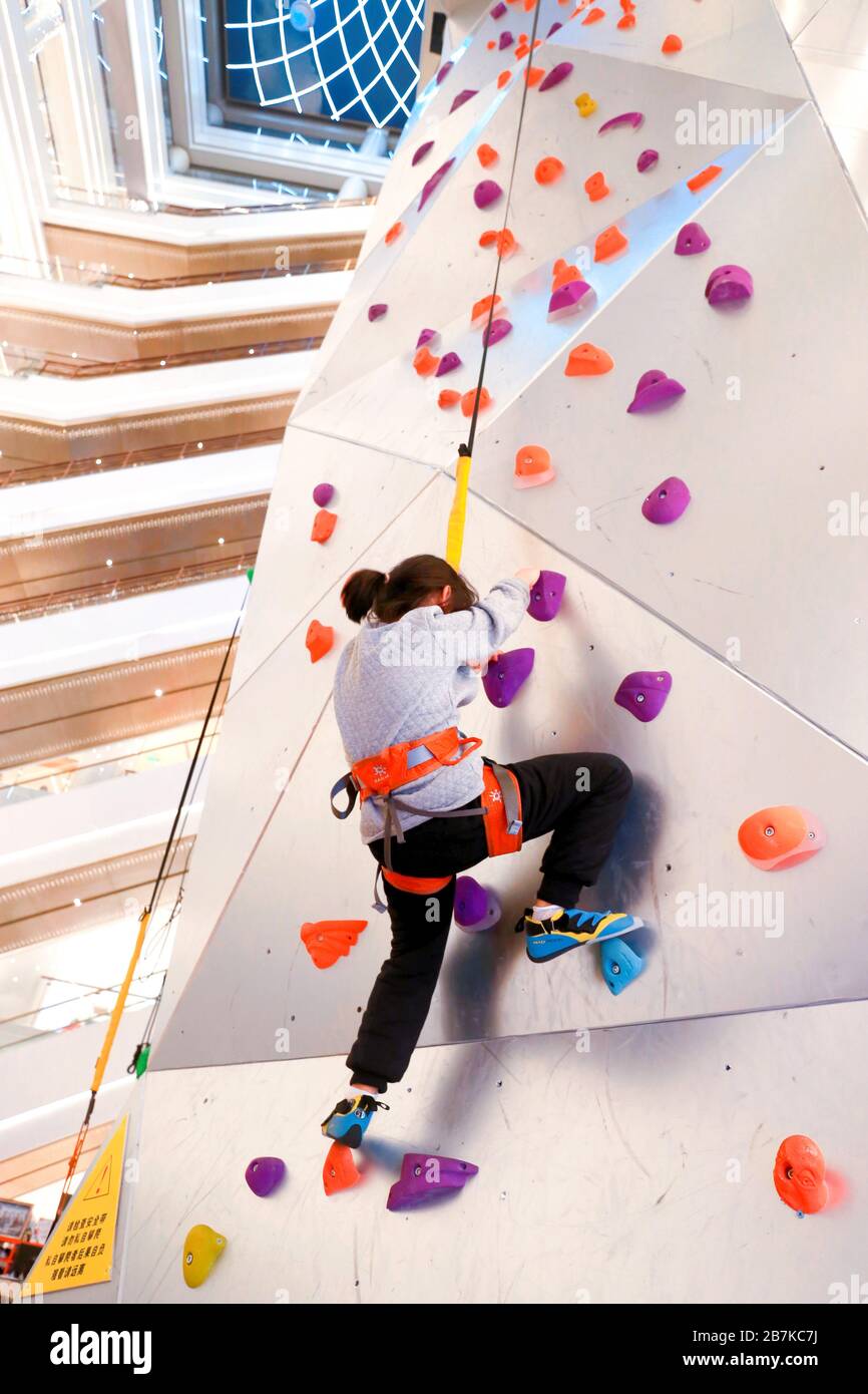 Climbers experience the worldwide highest indoor rock-climbing facility ...