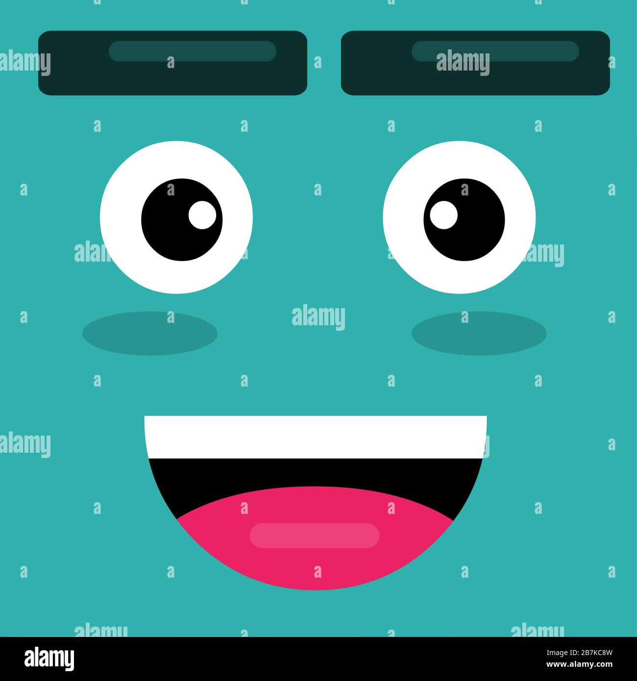 blue square happy expression vector illustration Stock Vector Image ...