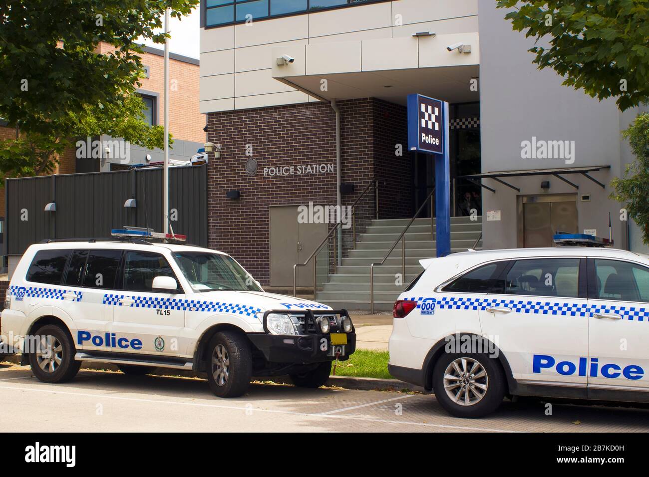 Marked Police vehicles parked outside a local area Police station ...