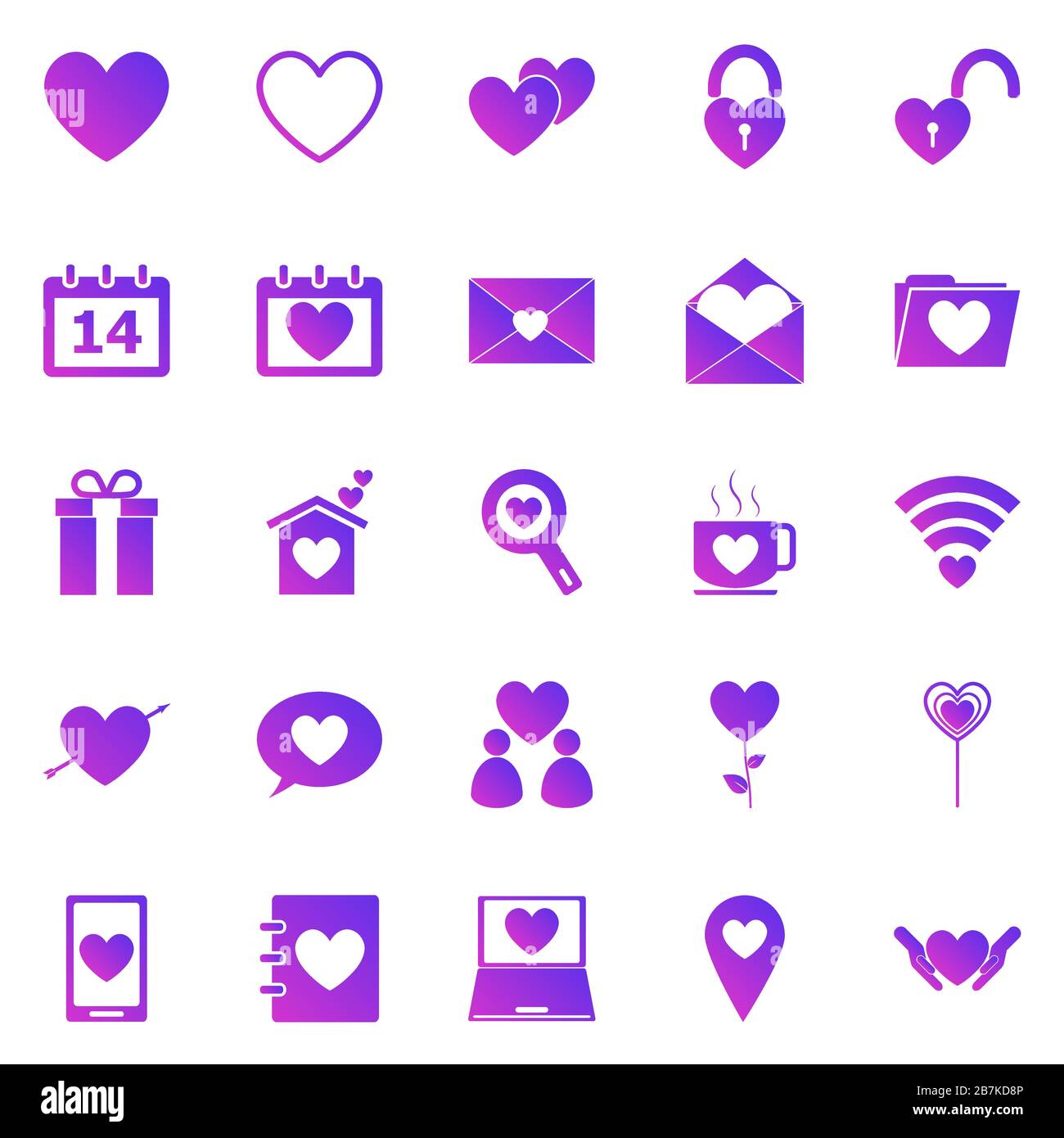 Love gradient icons on white background, stock vector Stock Vector ...
