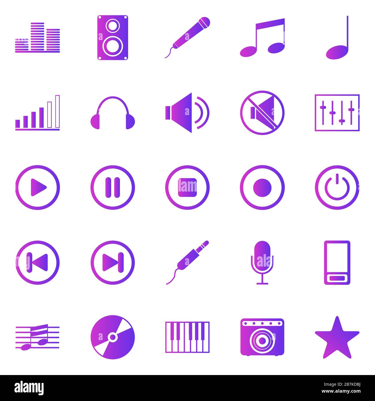 Music gradient icons on white background, stock vector Stock Vector ...