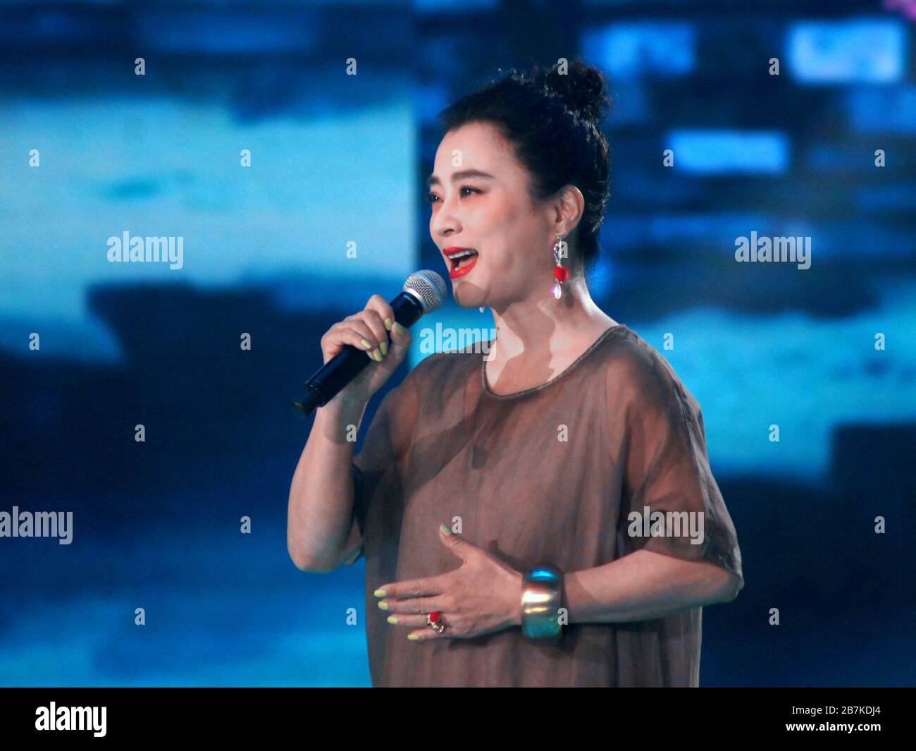 Chinese singer Li Lingyu attends CCTV New Year singing in Beijing ...