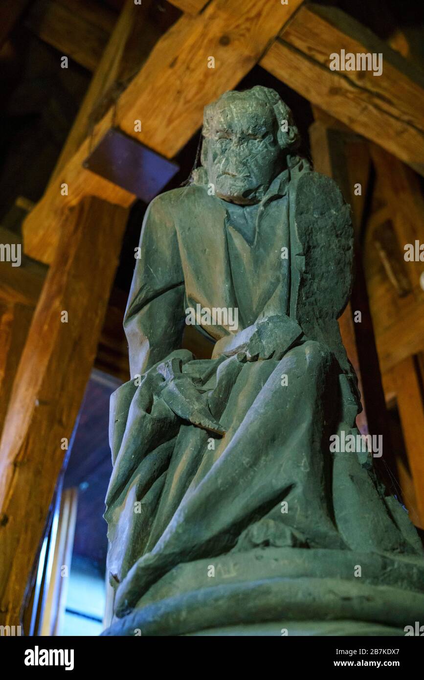 Czech Republic, Prague, architecture, statue in overlook tower Stock ...