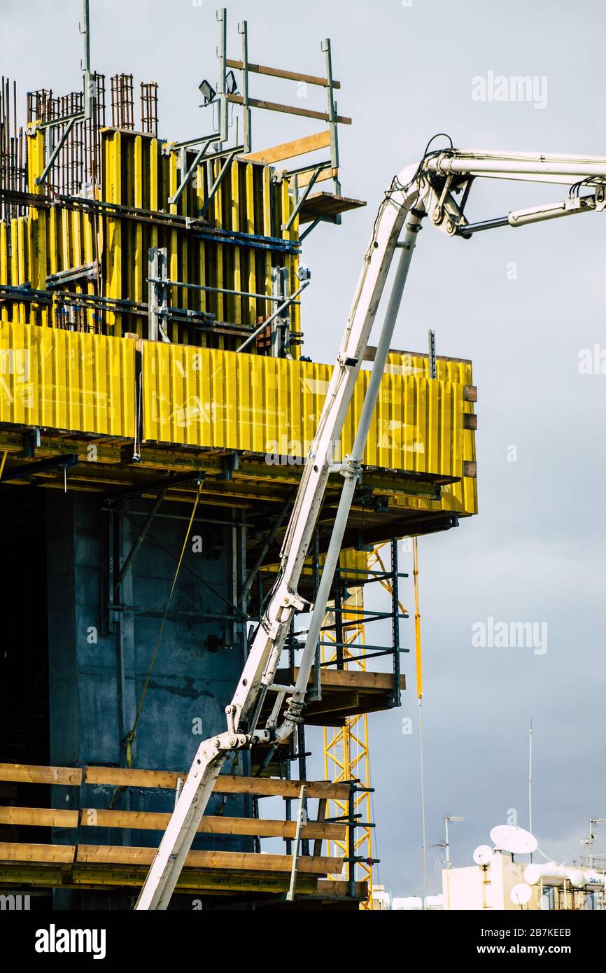 Limassol Cyprus March 16, 2020 View of a new building in construction ...