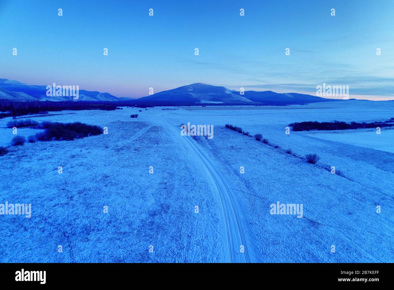 --File--Aerial view of the Hulunbuir Prairie covered by snow in ...