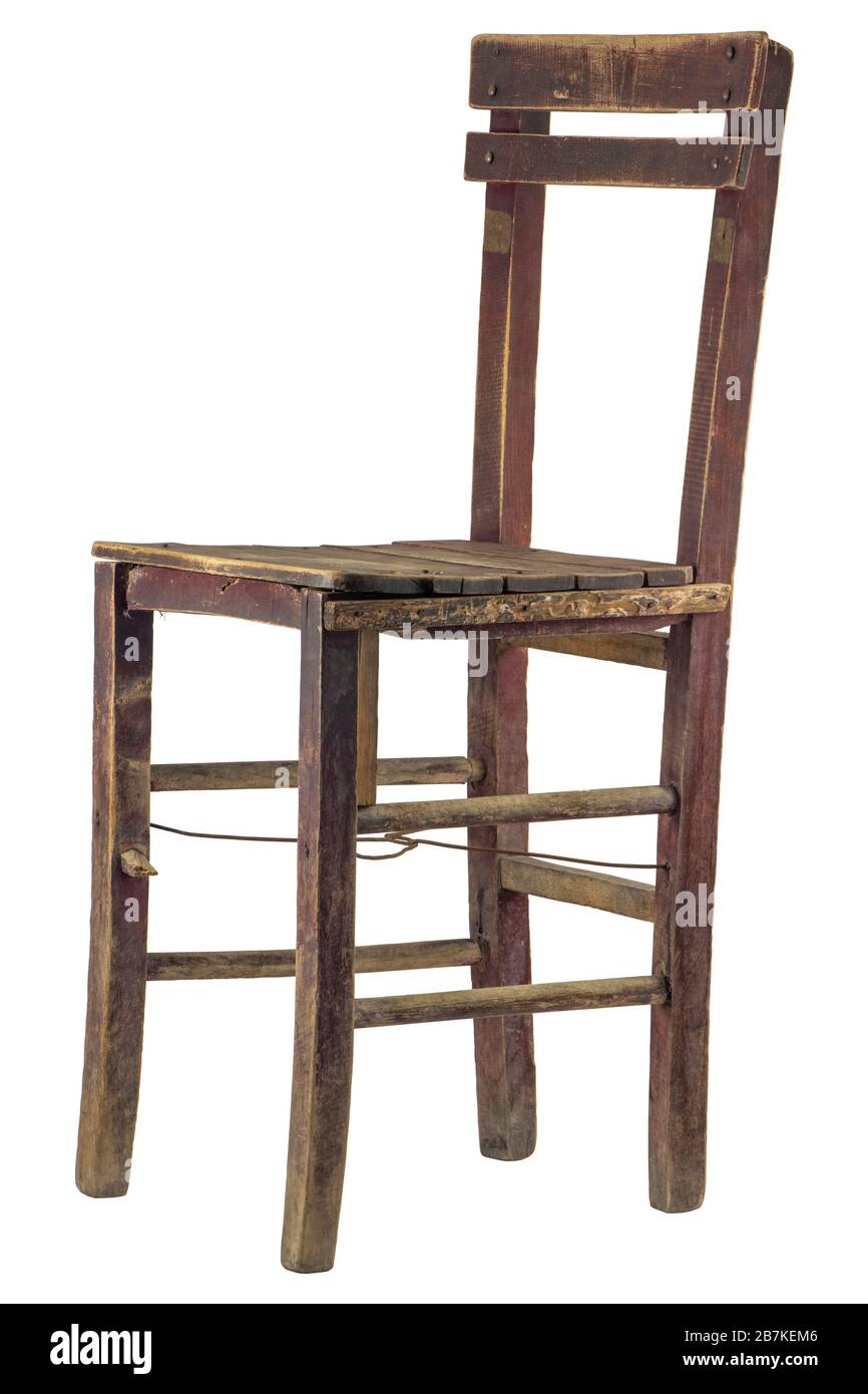 Wooden chair isolated on white. Old fashioned, obsolete chair Stock ...