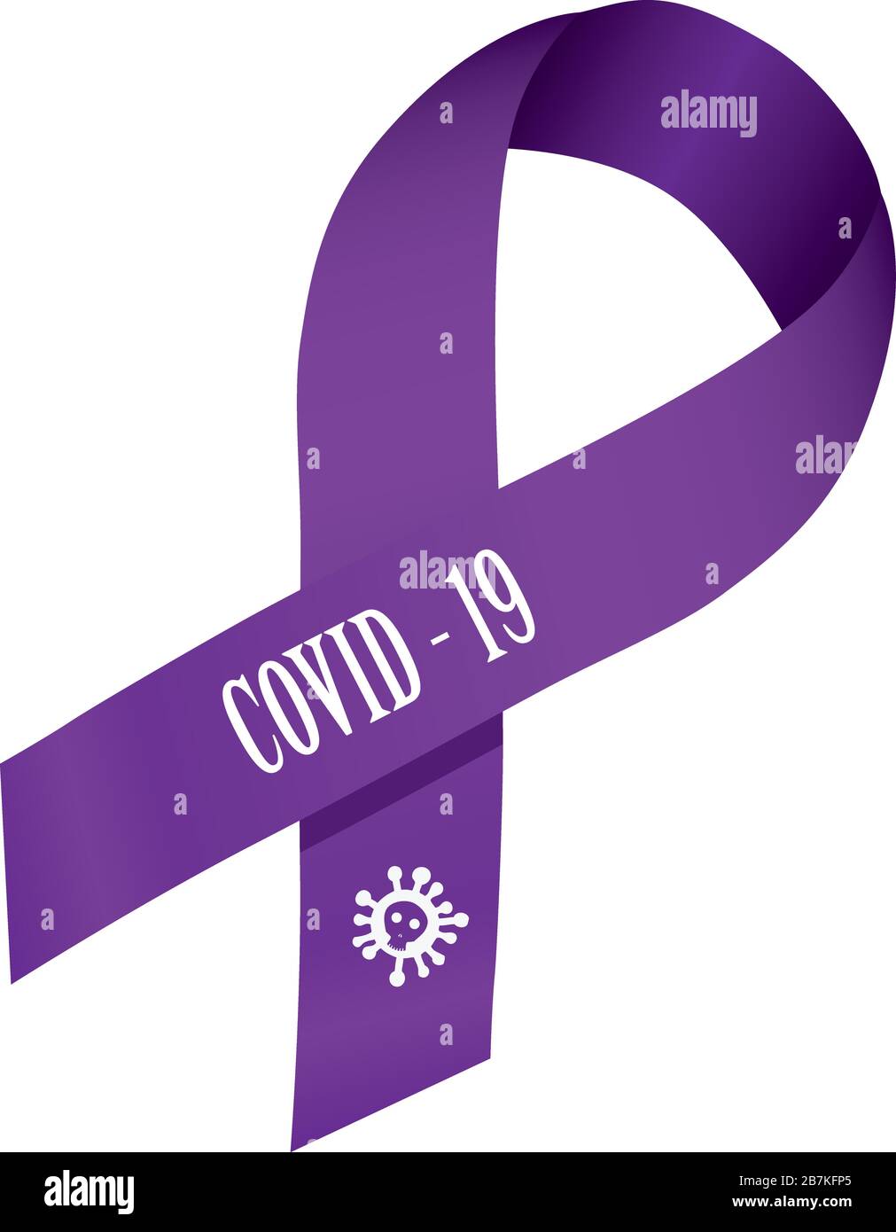 Symbolic ribbon dedicated to the virus Covid-19 causing the disease ...