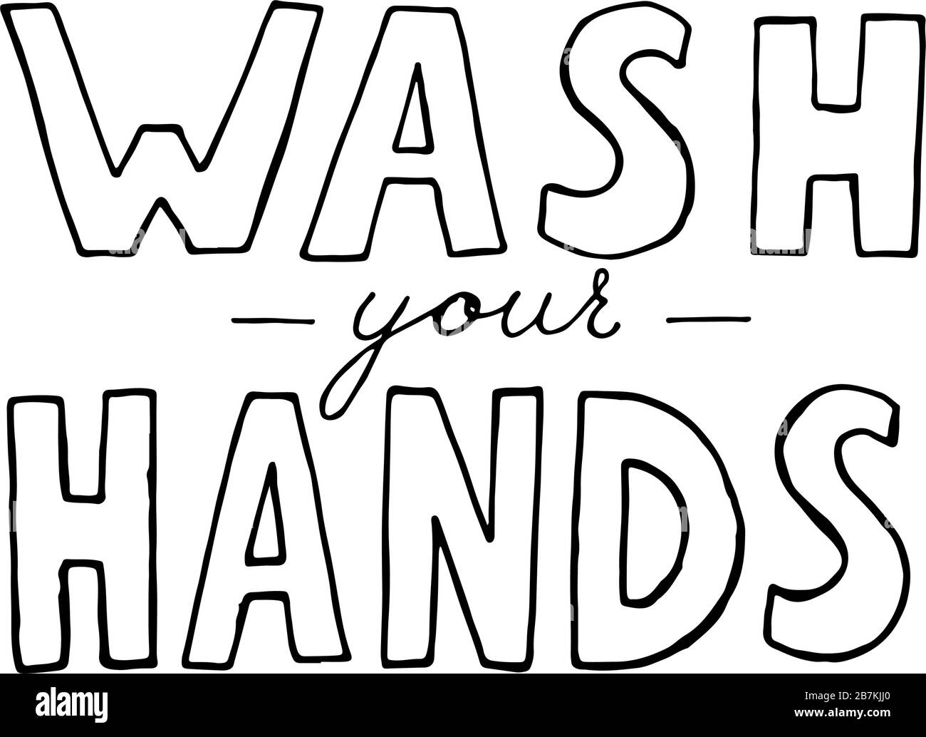 Wash your hands vector lettering text isolated on white background ...