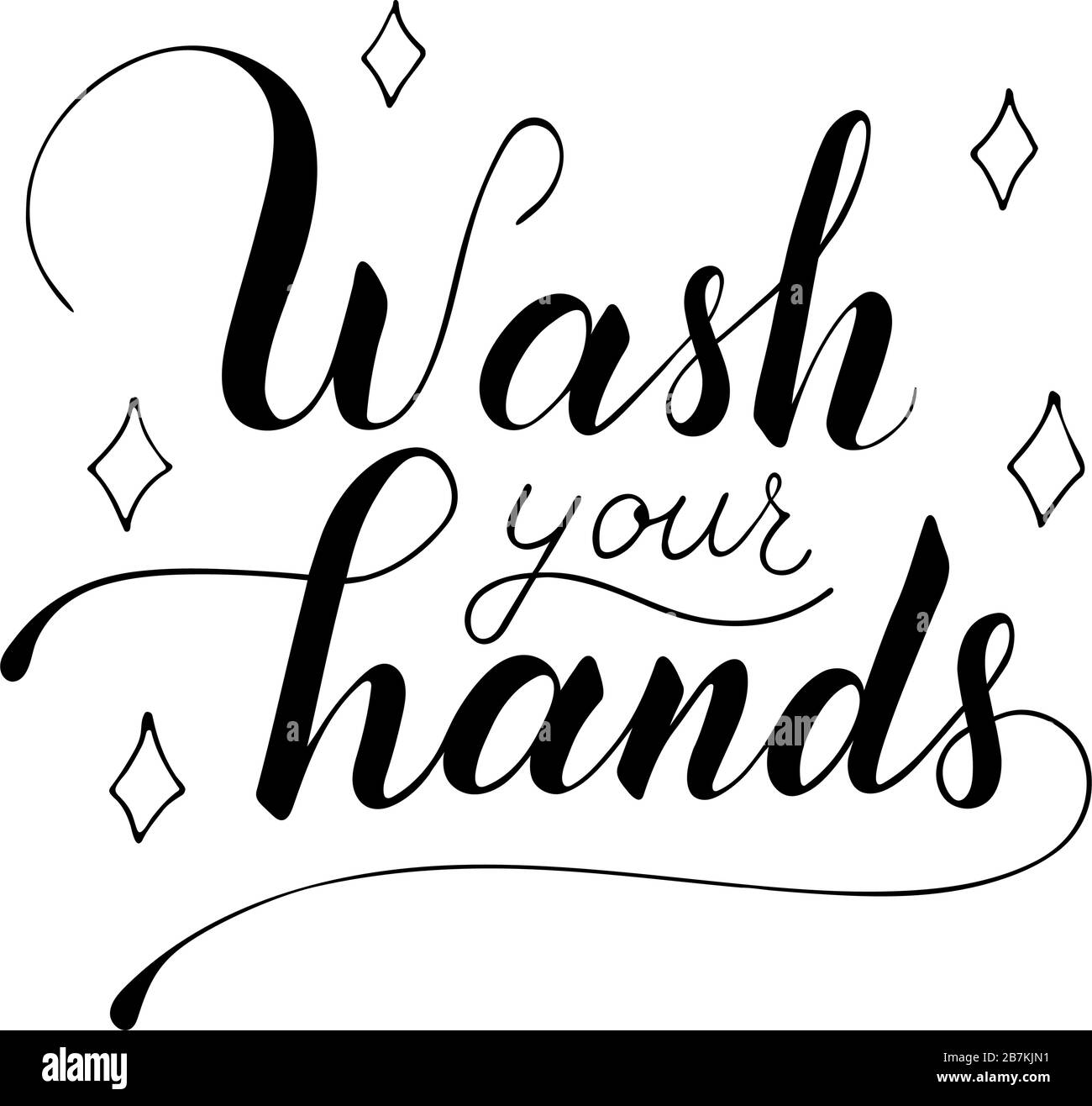 Wash your hands vector lettering text isolated on white background ...