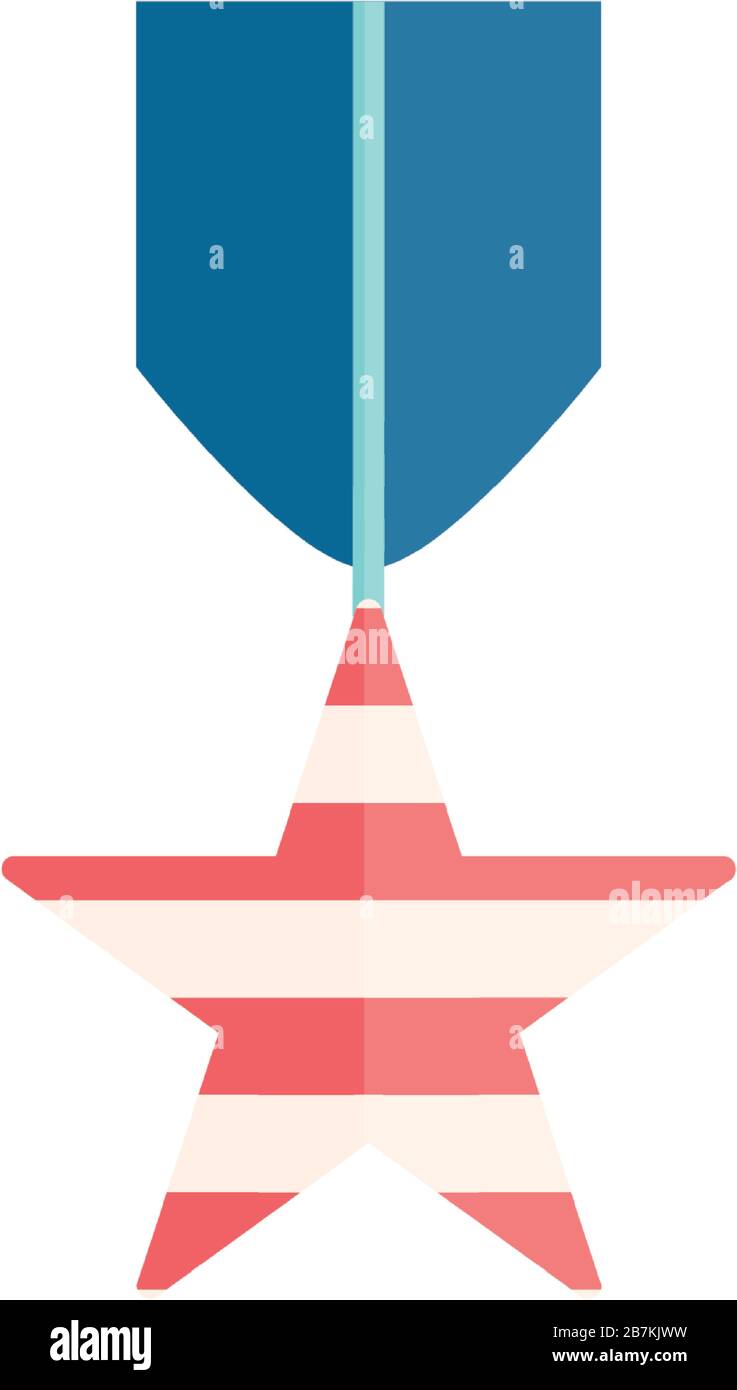 striped star medal flat style icon design, Winner first position ...