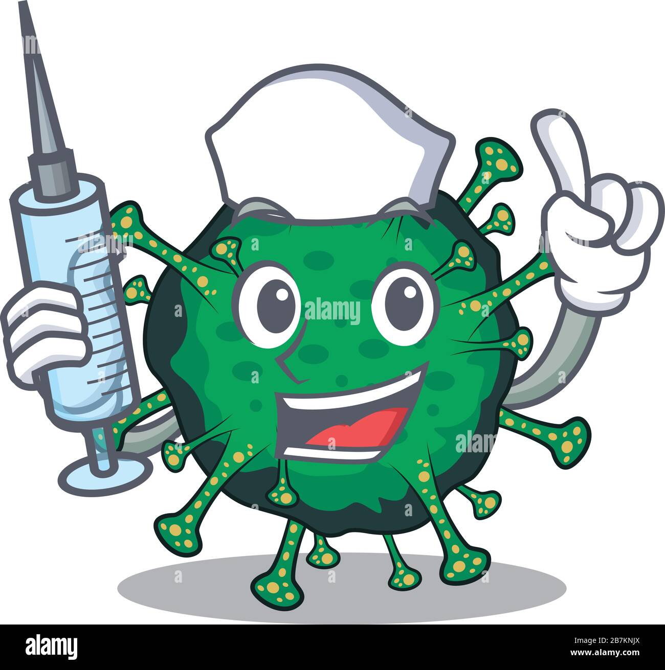 Friendly nurse of bat coronavirus mascot design holding syringe Stock ...