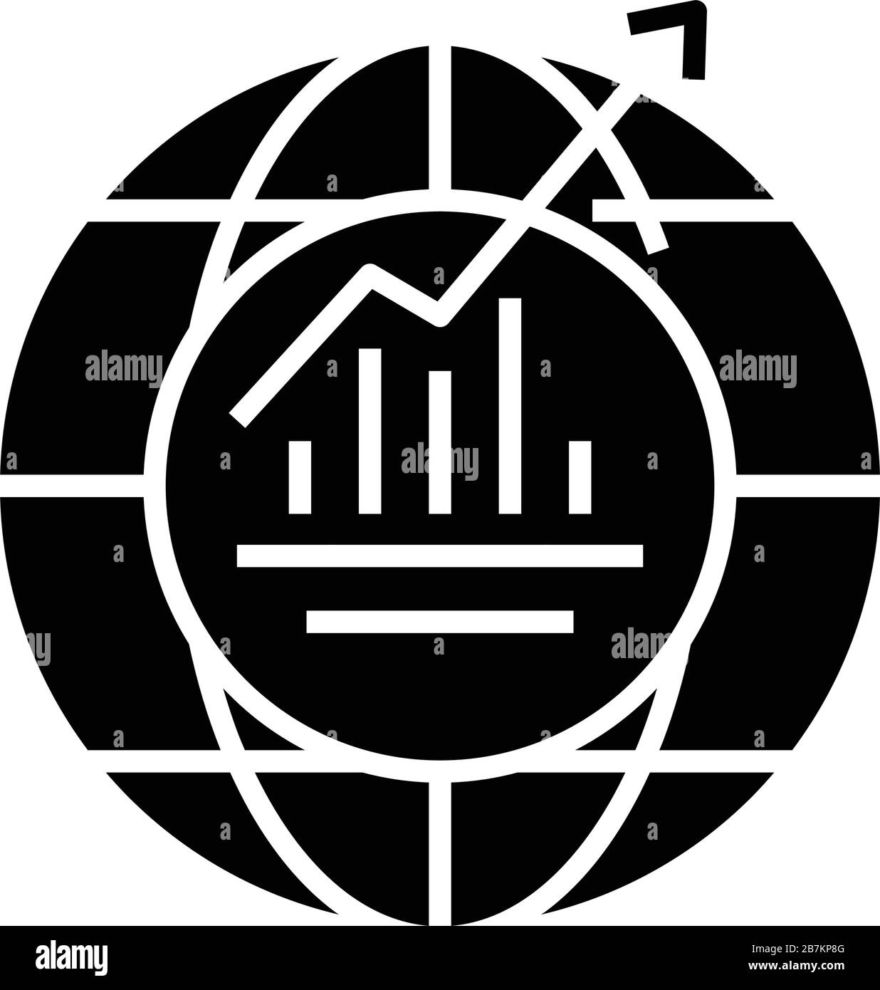 World growth line icon, concept sign, outline vector illustration ...