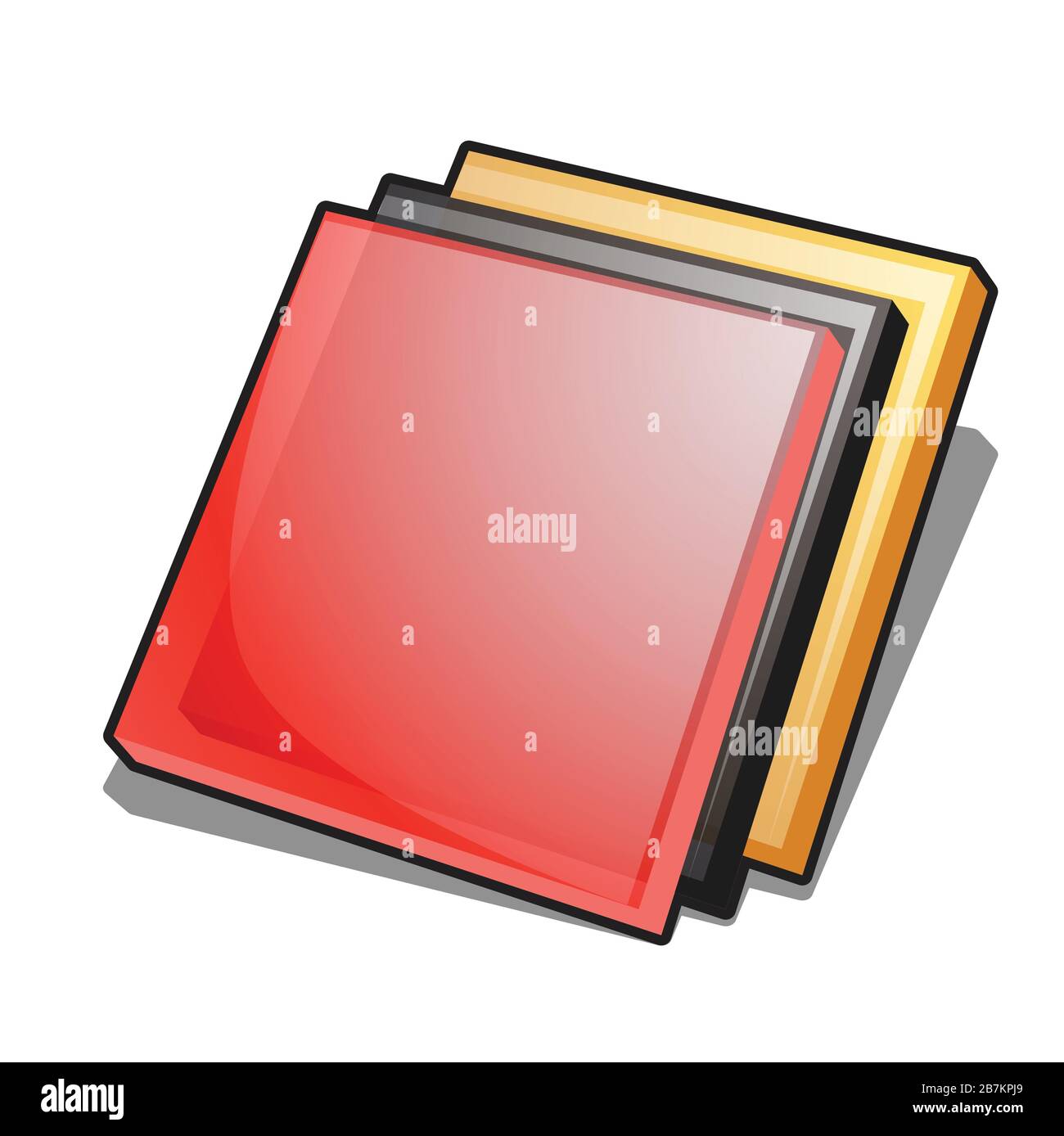 A set of fragments of colored glass isolated on a white background ...